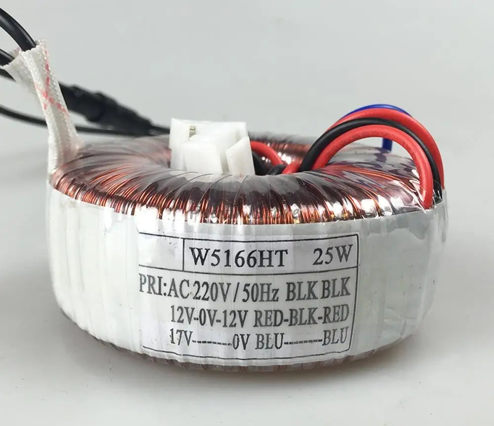 1Pc 25W 25VA Input 220V Output 12V-0-12V 17V Ring Transformer Front ...