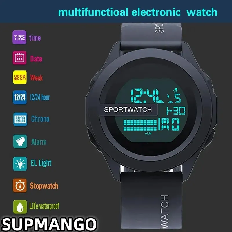 118-Men-Sport-LED-Watches-Men-Digital-Clock-Multi-Functional-Rubber-Man ...