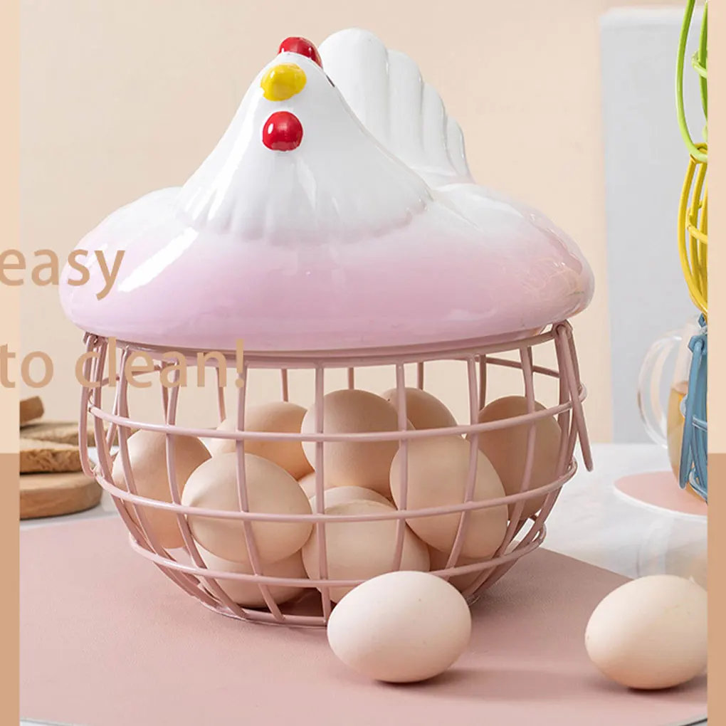 Cute-Hen-shaped-Egg-Storage-Basket-Metal-Wrought-Iron-Egg-Basket-with ...