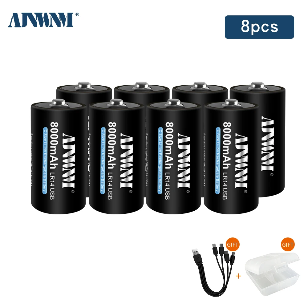 1-5V-Li-Ion-C-size-rechargeable-battery-8000mAh-R14-C-Cell-battery-type ...