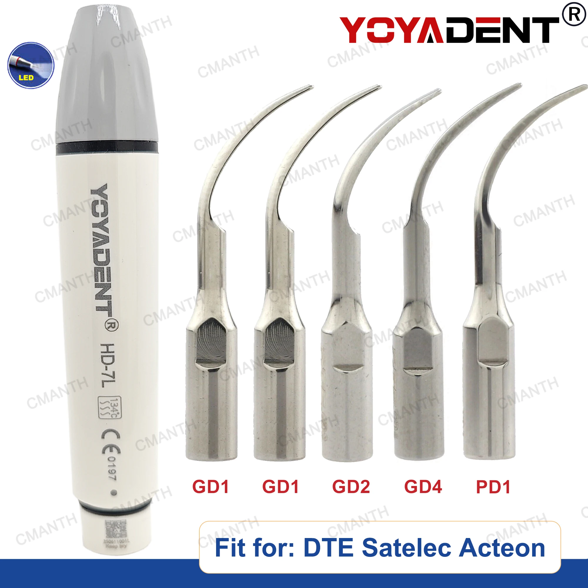 Dental Ultrasonic Scaler Handpiece HD-7L LED Scaling Tips Kit fit for ...