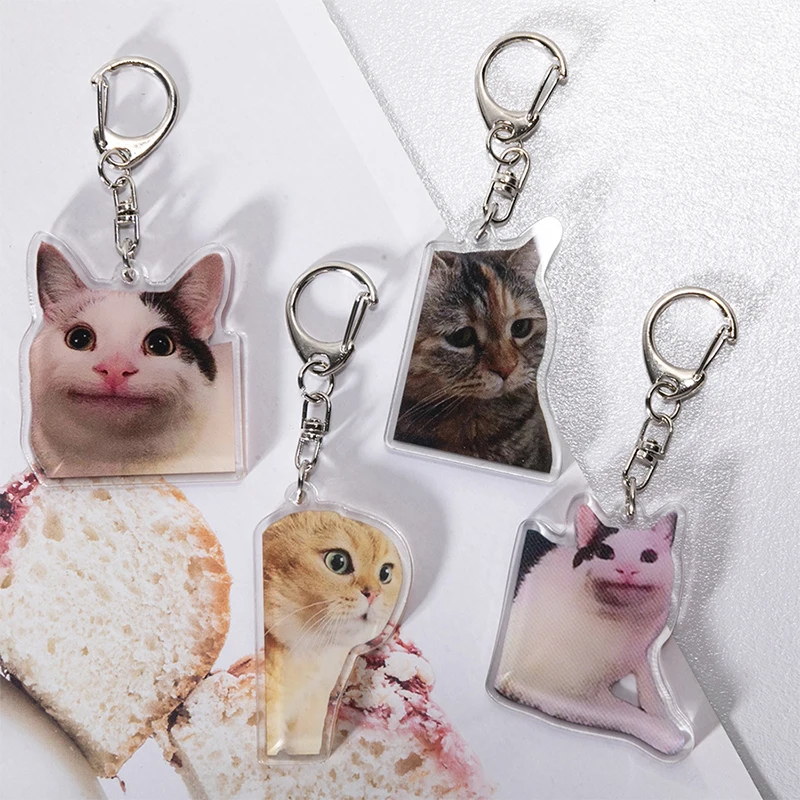 Funny-Cat-Memes-Series-Keychain-Lanyard-Women-s-Bag-Pendant-Keychain ...