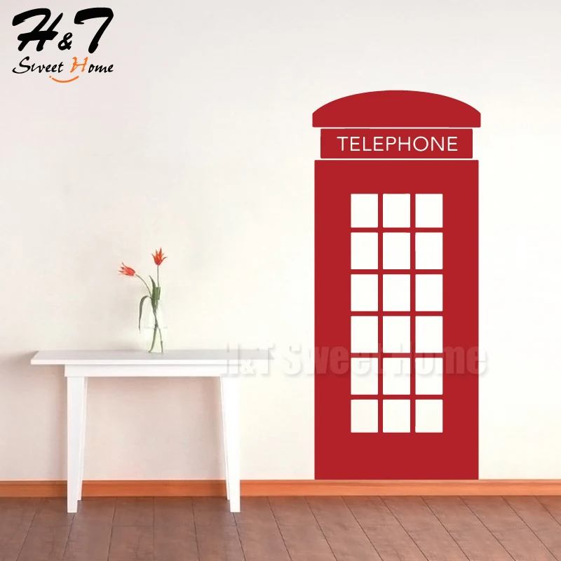 London Telephone Booth Stickers Box Removable Vinyl Wall Sticker Decal ...