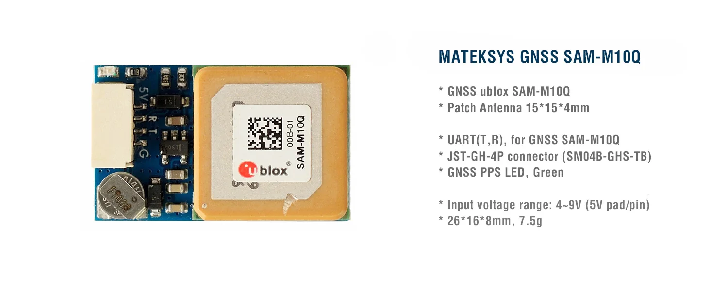 Original Matek GNSS SAM-M10Q Ublox SAM-M10Q GPS 4~9V Patch antenna 15* ...