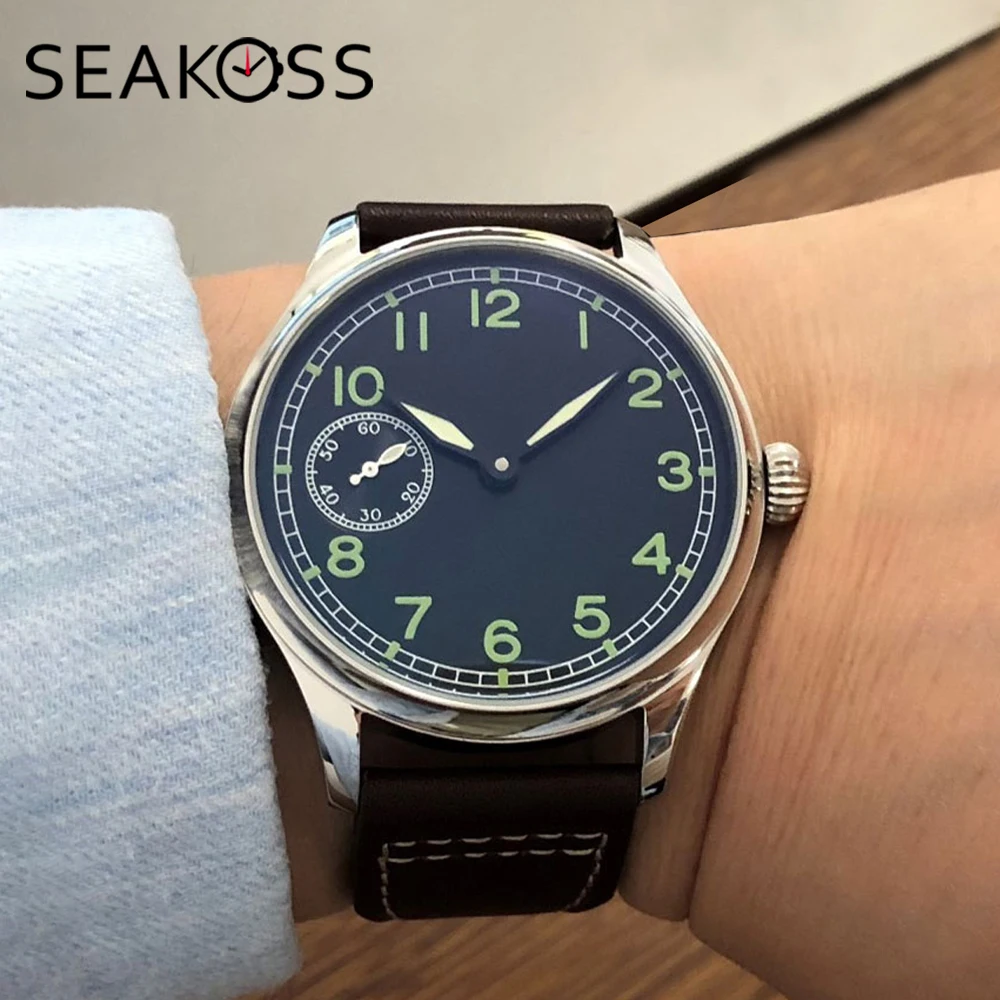 SEAKOSS 44mm Pilot Wristwatch 1963 Watches For Men Seagull ST3600 ...