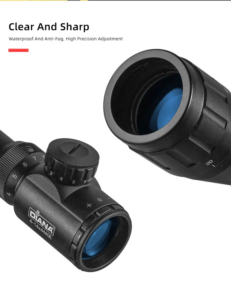 DIANA 4-14x44 Scope Tactical Optic Cross Sight Green Red Illuminated ...