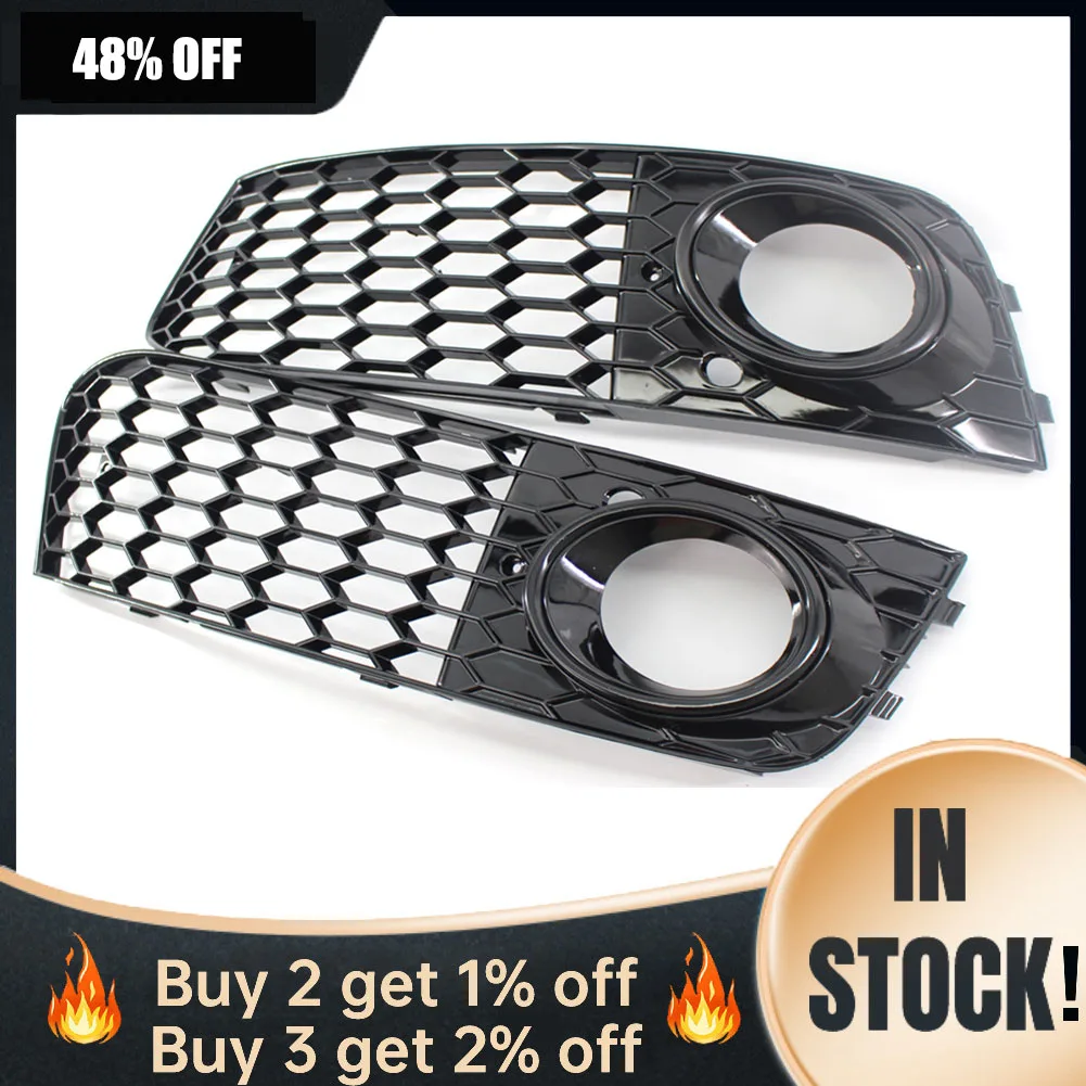 2Pce Left Right Car Front Bumpe Grill Mesh Honeycomb Grille Fog Light ...