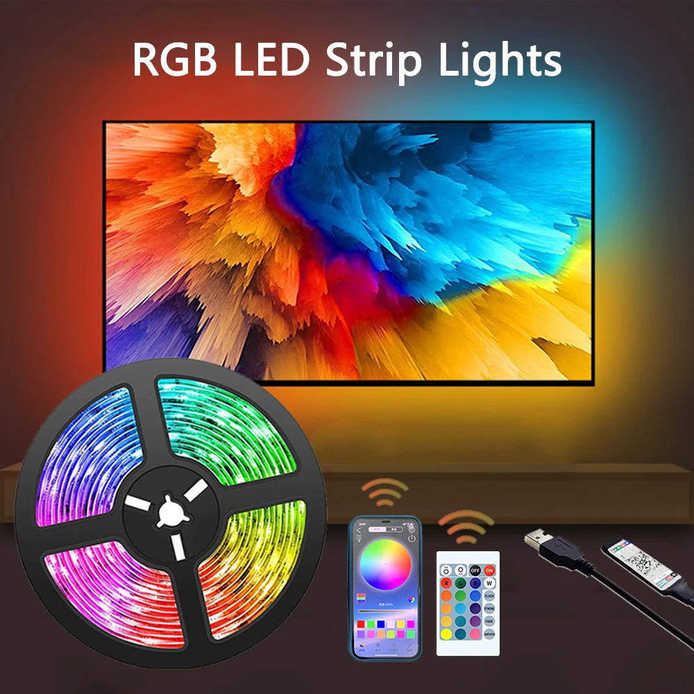 LED-Strip-Lights-Smart-Home-TV-PC-USB-IR-Remote-Control-Backlight-RGB ...