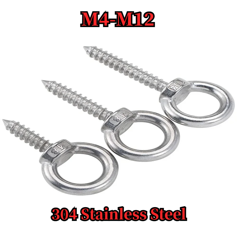 304-Stainless-Steel-Eye-Nut-Self-Tapping-Screw-Sheep-Eye-Round-Ring ...