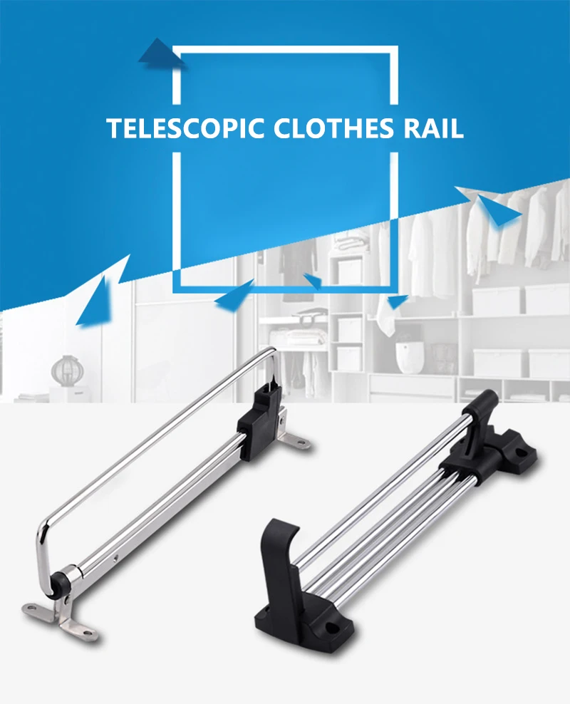 Rail de garde robe rétractable en acier inoxydable, cintre pour ...