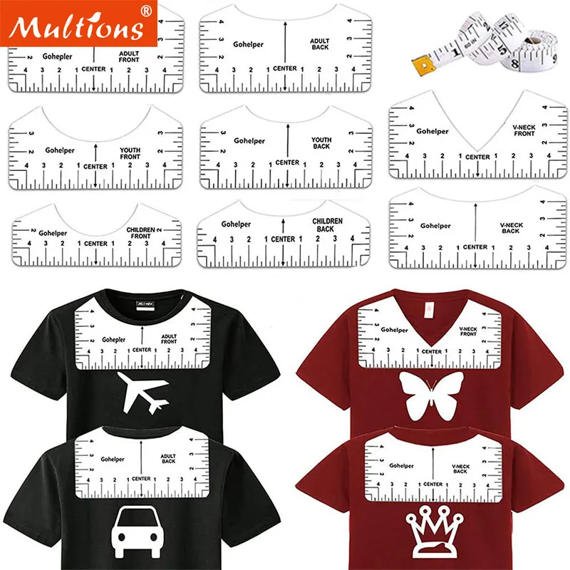 8Pcs-Set-T-Shirt-Ruler-Alignment-Ruler-Guide-Tool-Round-Tshirt-Sewing ...