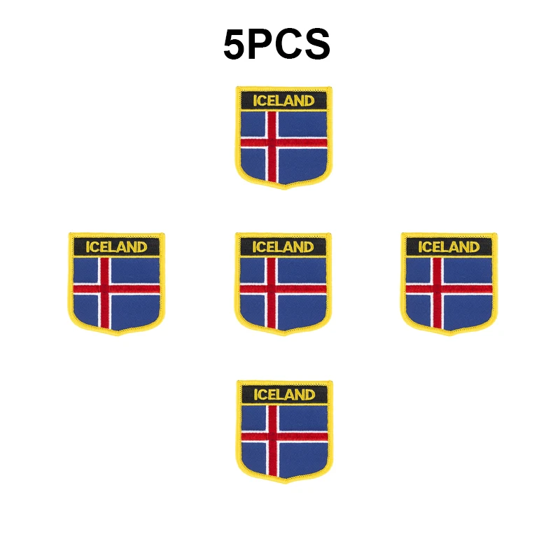 1-100PCS iceland Shild Shape Flag Embroidery Patches Iron on Saw on ...