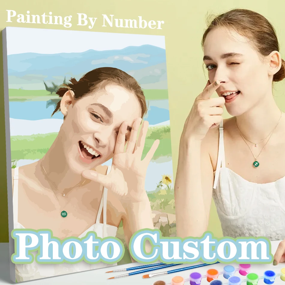 24/36/48 Color Photo Custom Painting By Numbers Kits Diy Gift On Canvas ...