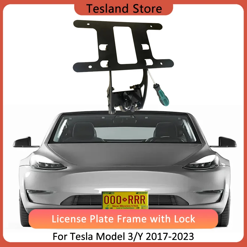 No-Drill-License-Plate-Holder-for-Tesla-Model-3-Y-2017-2023-With-Anti ...