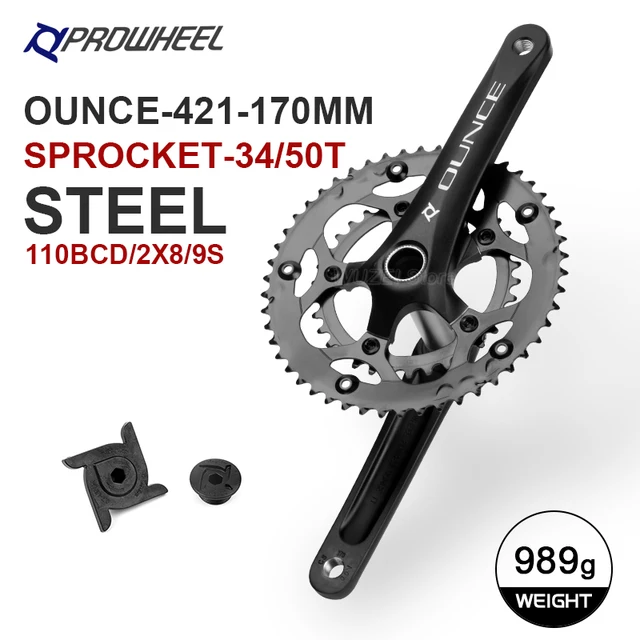 PROWHEEL Road Bike Crankset 170/172.5mm 34-50T/39-53T Chainring and ...