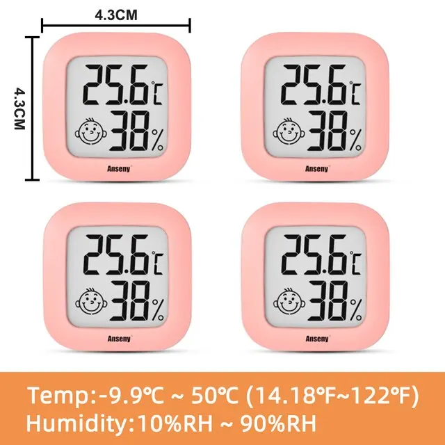 Temea 4 Pack Mini Indoor Digital Thermometer Hygrometer Set Room ...