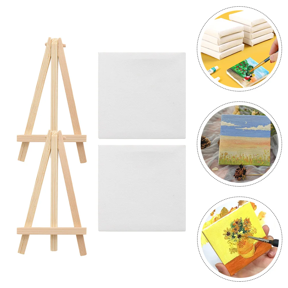 2-Sets-Mini-Oil-Painting-Board-Crafted-DIY-Easel-Desktop-Checkered ...