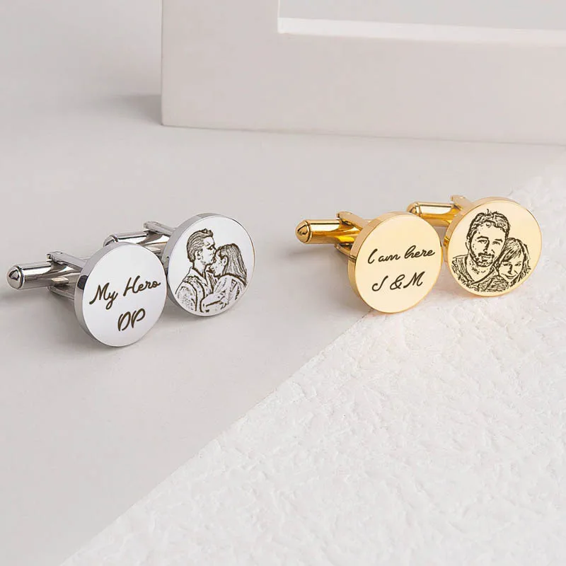 Custom Photo Cufflinks | Stainless Steel Cufflinks | Couple Photo ...