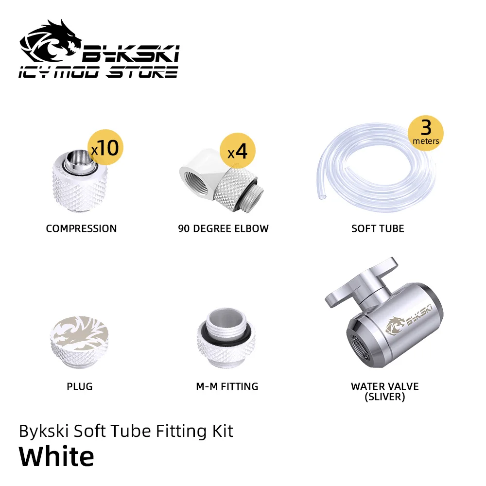 Bykski Soft Tube Fitting Kit Hose Compression 90 Degree Elbow Male To ...