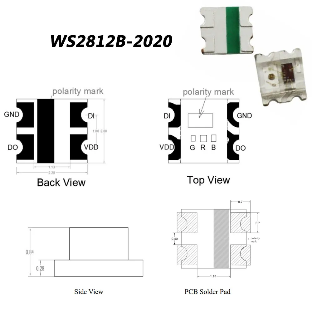 20/100pcs WS2812B-2020 SMD 2020 Mini LED Chip Addressable Digital RGB ...