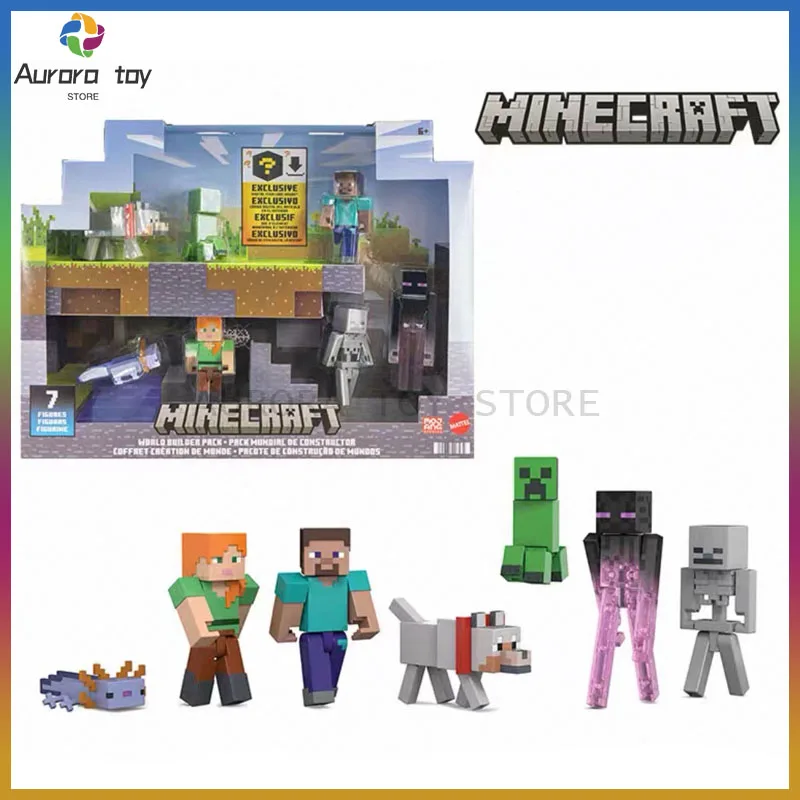 New Mattel Minecraft Toy Steve Creeper Diamond Sword Doll Gaming ...
