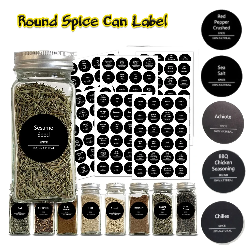 8Sheets-192Pcs-Round-Spice-Can-Label-Kitchen-Room-Spice-Jar-Labels ...