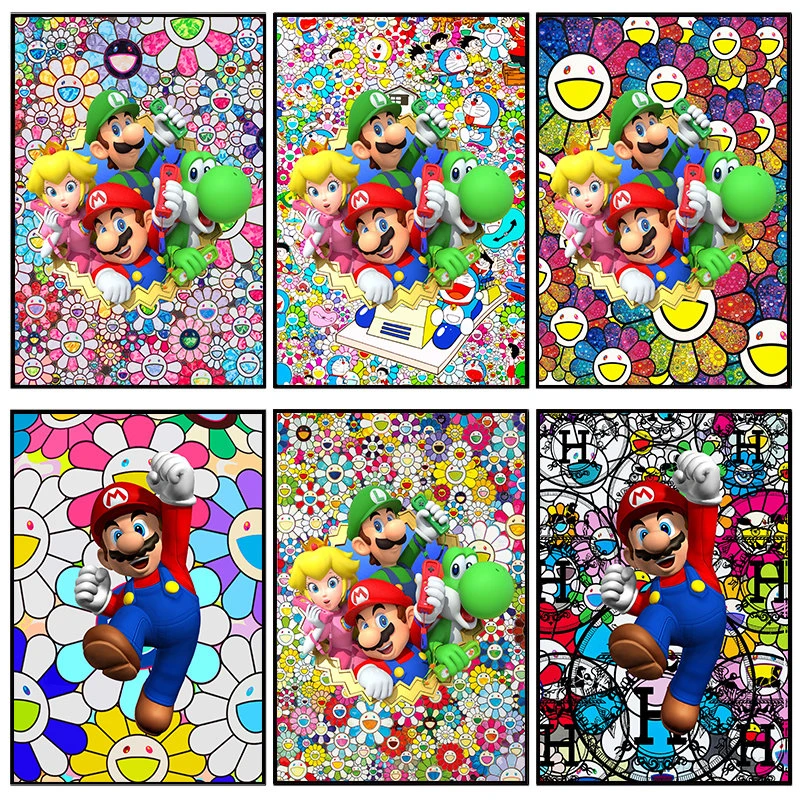 Japanese Classic Anime Super Mario Diamond Painting Kit Poster Wall Art ...