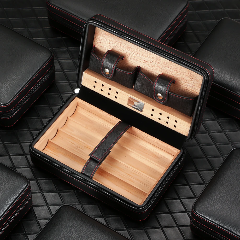 Cohiba Cigar Humidor Case Luxury Cedar Wood Leather Travel Humidor ...