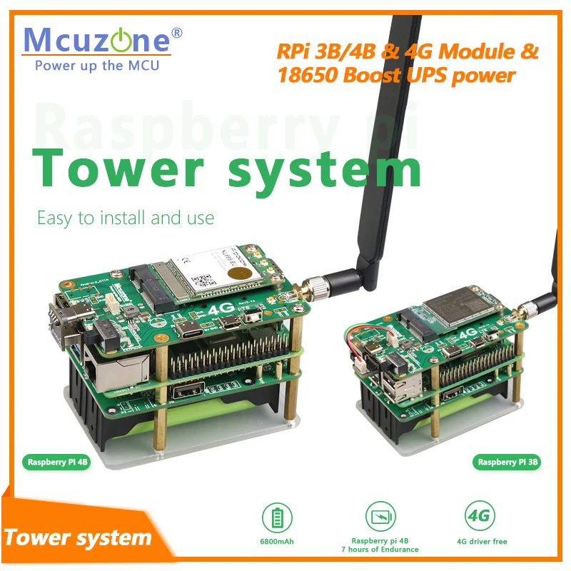 Sistema de torre raspberrypi 18650 ups fonte de alimentação, 4g módulo ...