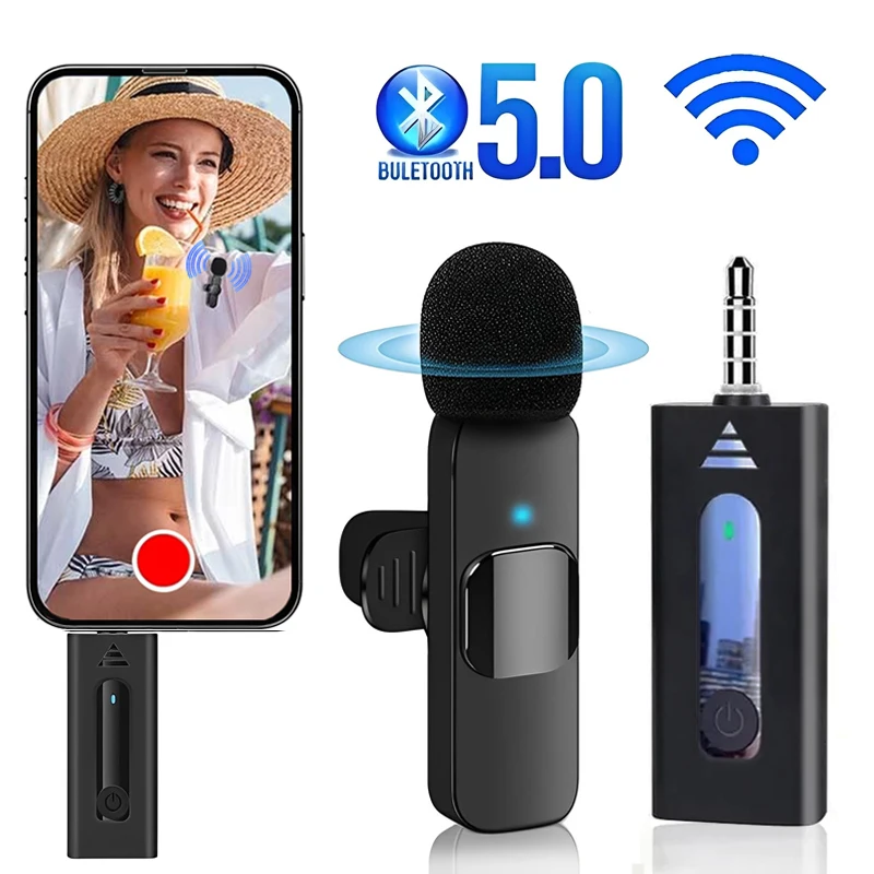 Bluetooth-5-0-Wireless-3-5mm-Lavalier-Microphone-Recording-Mini-Mic-for ...