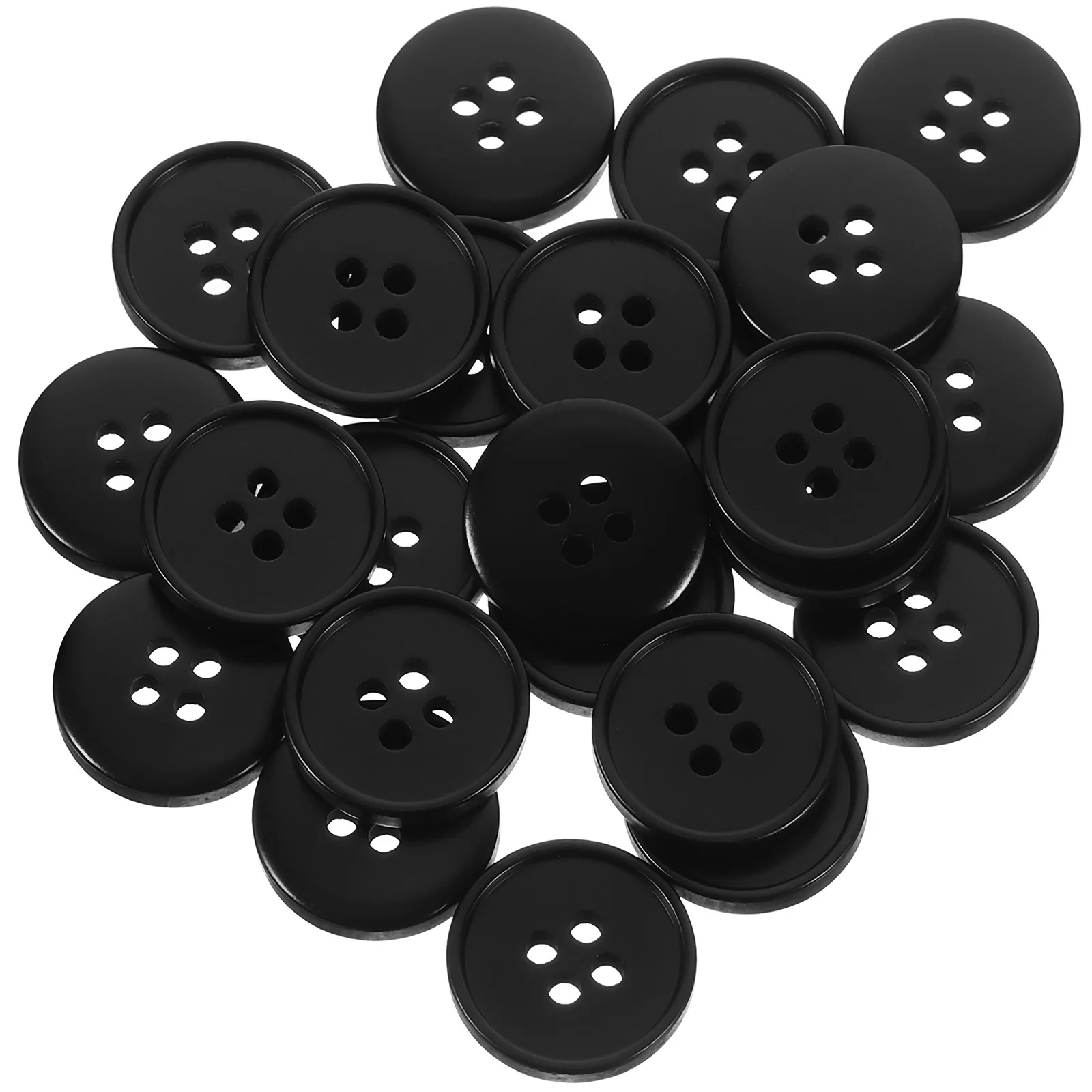 100Pcs Black Resin Buttons Four Holes Classic Round Style Durable DIY ...