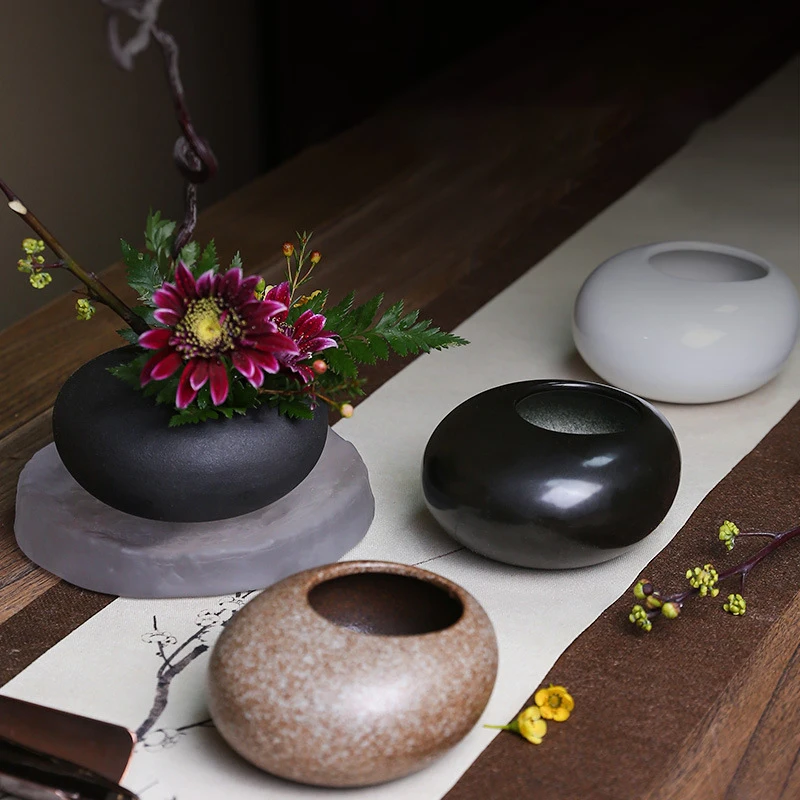 Ceramic-Vase-Japanese-Style-Ikebana-Kenzan-Zen-Tea-Ceremony-Tea-Table ...