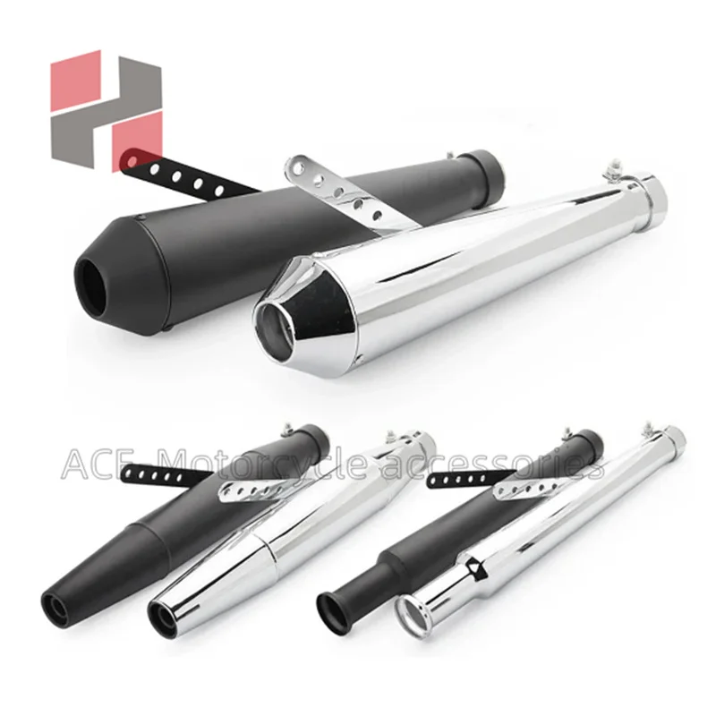 Universal-Motorcycle-Motorbike-Exhaust-Muffler-Pipe-Tip-Retro-Vintage ...