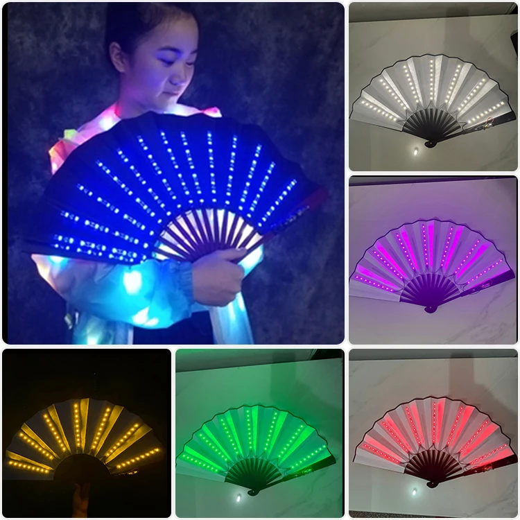 Opvouwbare-Led-Gloeiende-Ventilator-Lichtgevende-Party-Fan-Kleurrijke ...