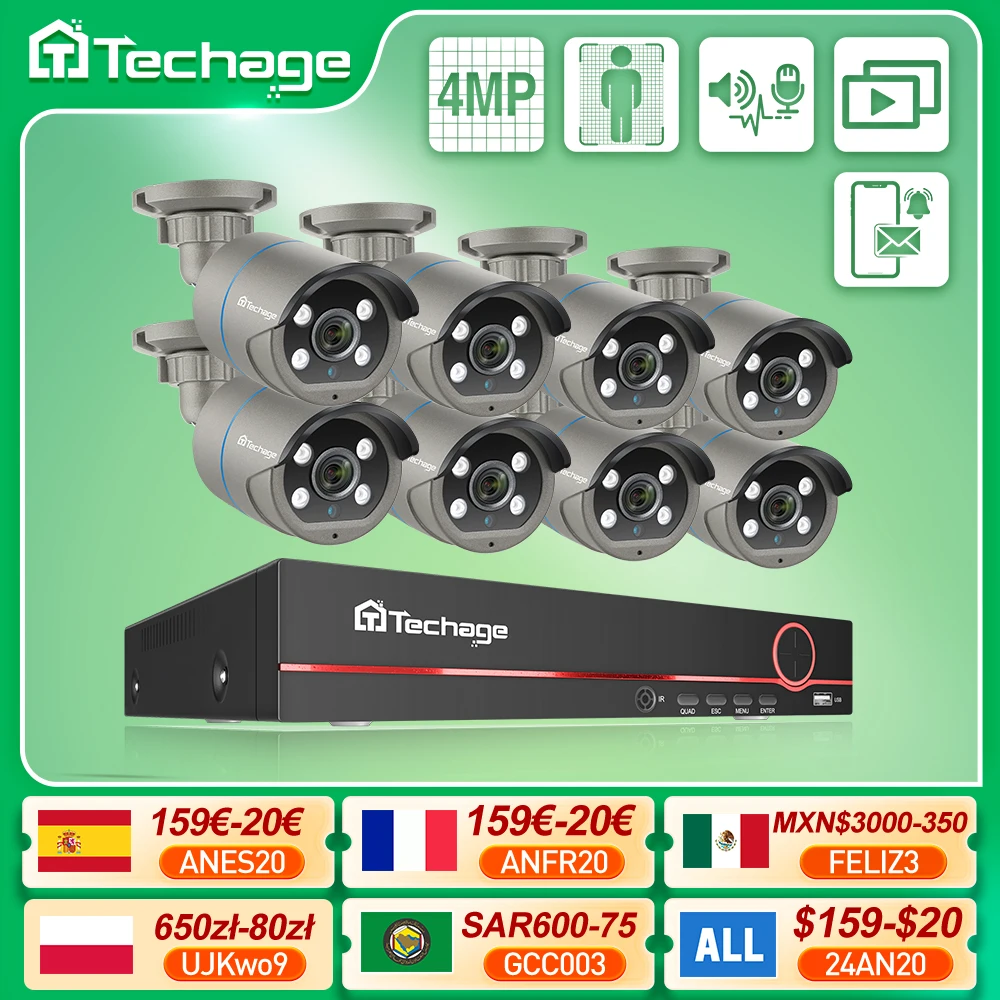 Techage-CCTV-Security-System-Kit-Face-Detect-udio-ao-ar-livre ...