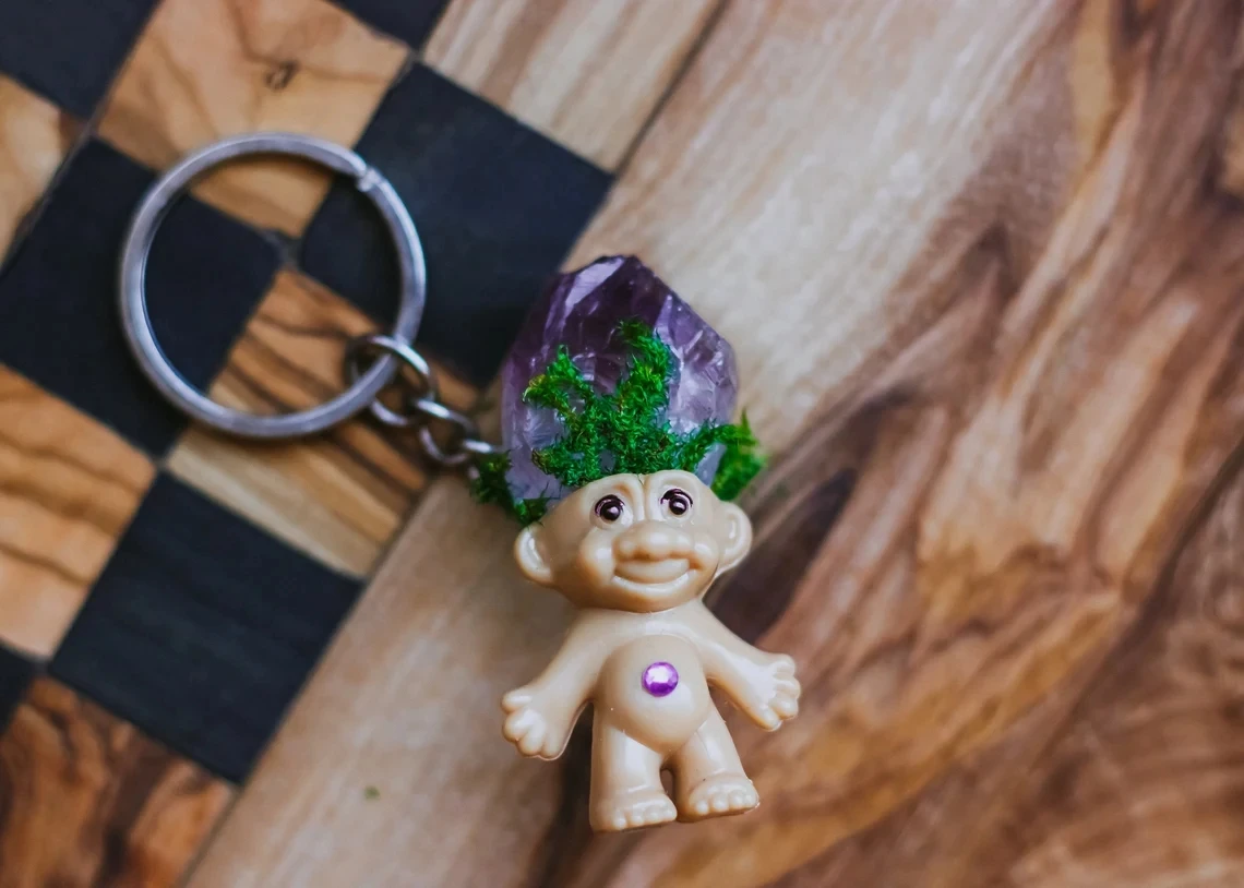 Mini-Amethyst-Keychain-Troll-Crystal-Troll-Good-Luck-Charm-Troll-Doll ...