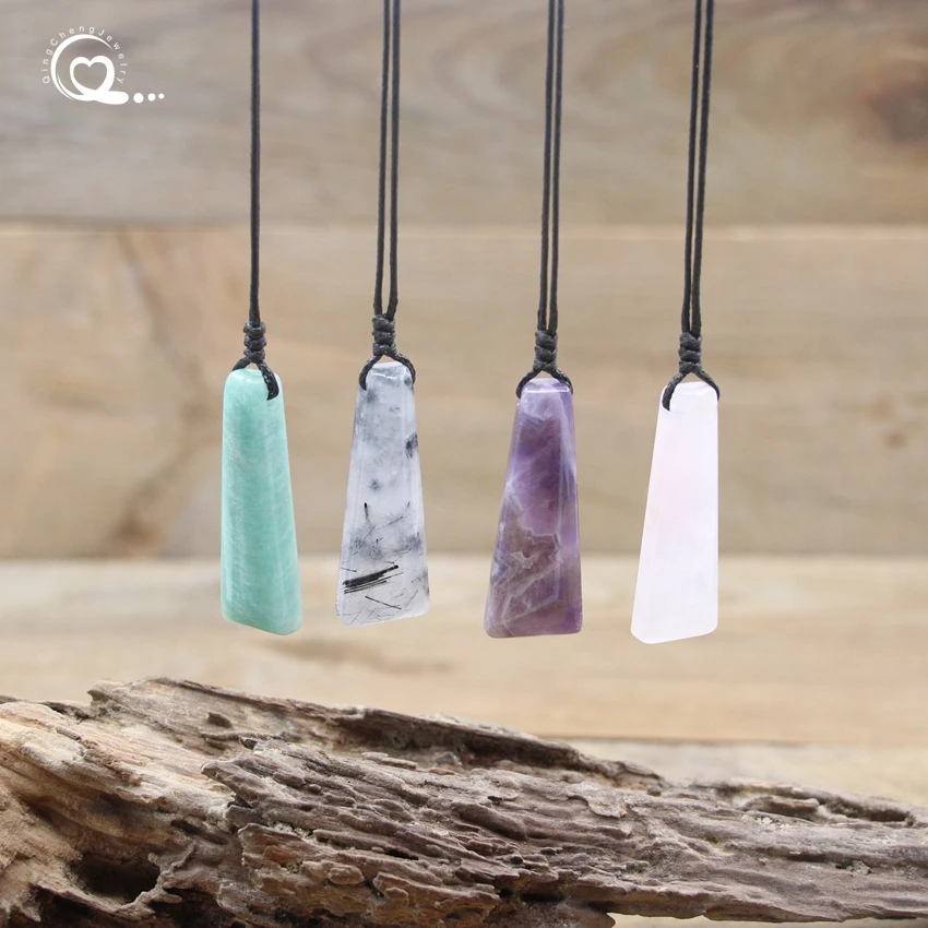 Reiki-Healing-Chakra-Amazonite-Amethysts-Slice-Pendants-Hide-Rope ...