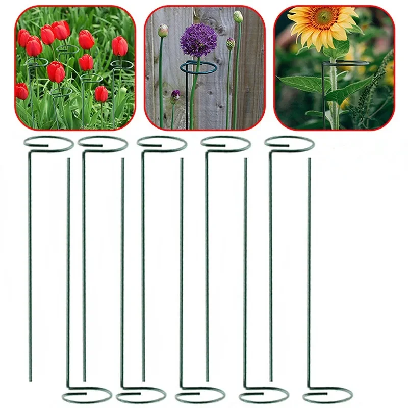4-6pcs-Plant-Support-Stakes-Garden-Flower-Support-Stake-Steel-Single-Stem-Support-Ring-for ...
