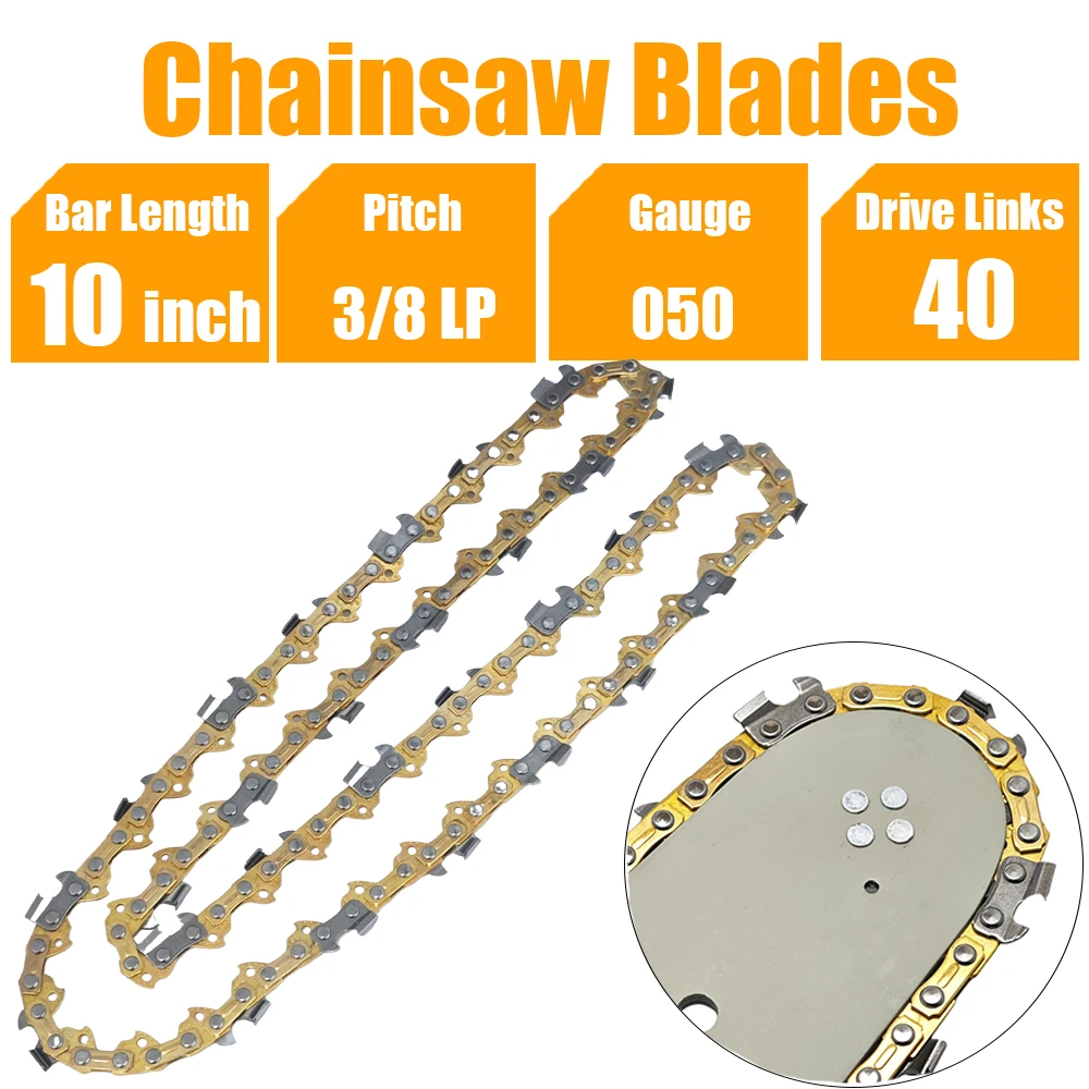 10 Inch 40 Drive Links Gold Chainsaw Blades Chain 3/8 LP Pitch 050 ...