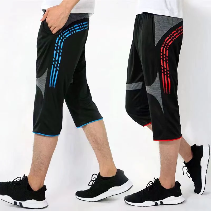 Men Football Soccer Training 3/4 Sport Pants Elasticity Legging Running ...