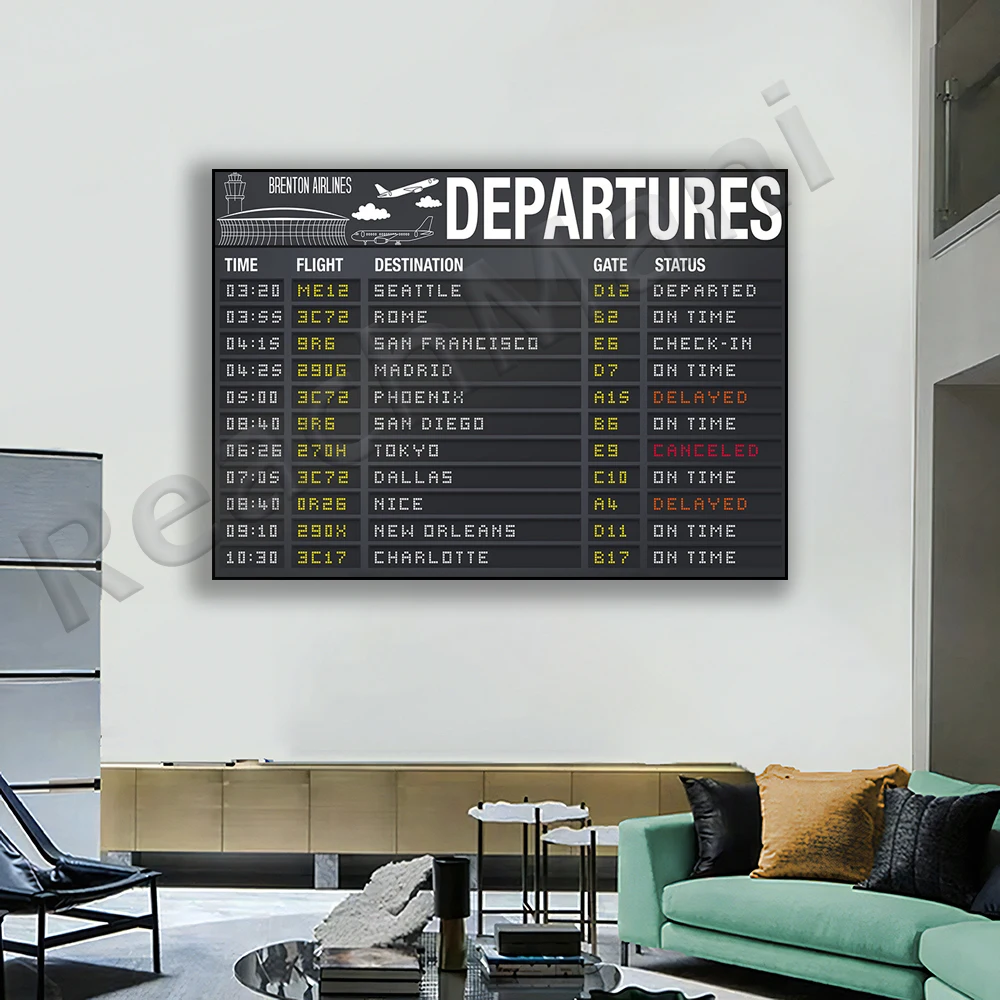 Airplane Party Poster - Departure Sign, Airport Terminal Sign, Pilot ...