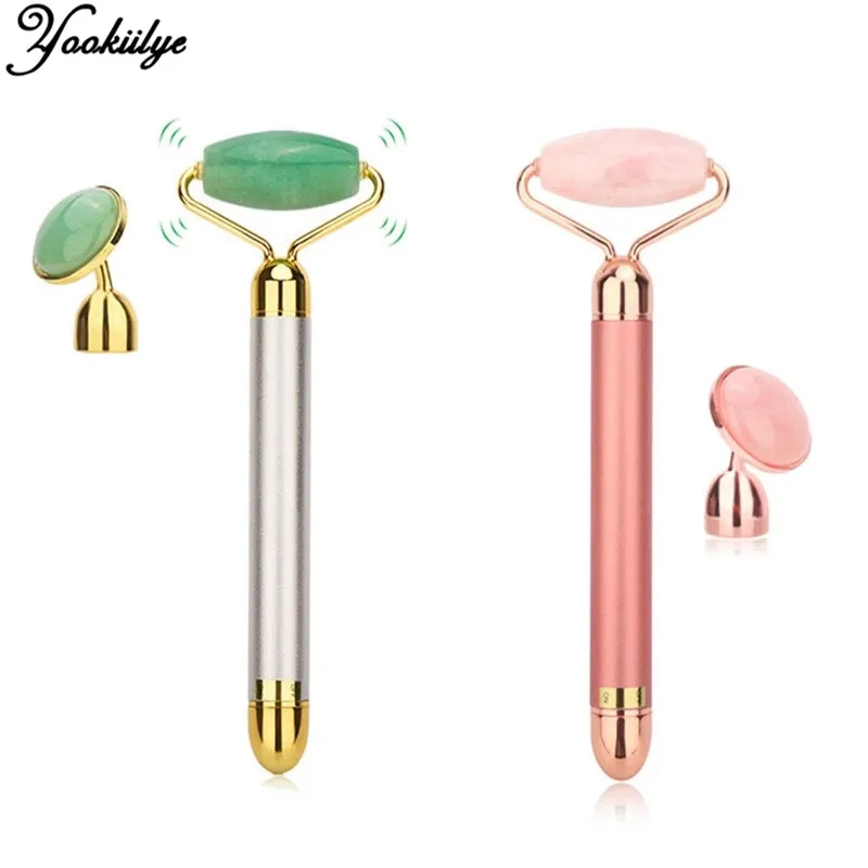 Electric Natural Jade Roller Face Massager Firming Skin Anti wrinkles ...