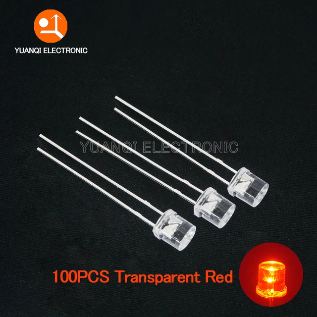 100pcs 5MM Flat Top White Red Yellow Blue Green Assorted Kit Lamp Diode ...