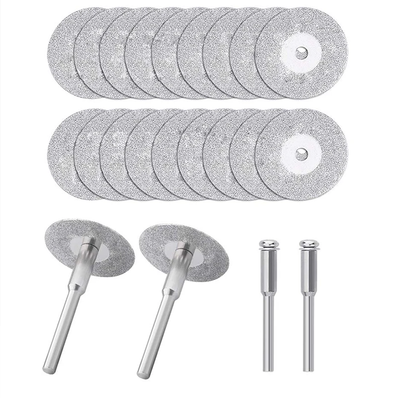 5PCS-22mm-Emery-Diamond-cutting-blades-Drill-Bit-1-Mandrel-for-Dremel ...