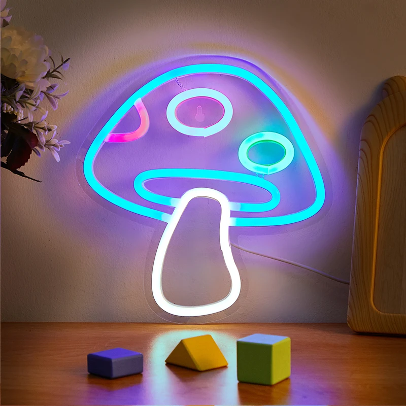 Chi-buy-LED-Neon-Blue-Mushroom-USB-Powered-Neon-Signs-Night-Light-3D ...