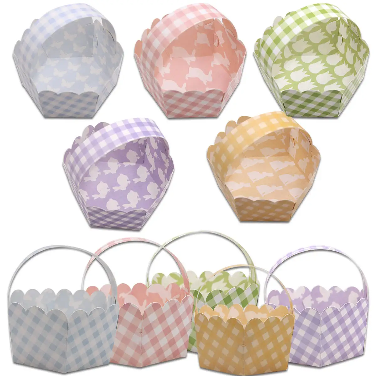5Pcs Colorful Candy Boxes Plaid Easter Paper Gifts Buckets For Happy ...