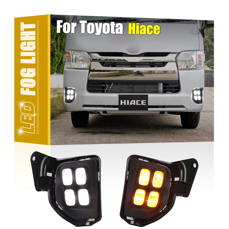 2Pcs-White-Front-LED-Fog-Lamp-Assembly-With-Amber-Turn-Signal-Light-For ...