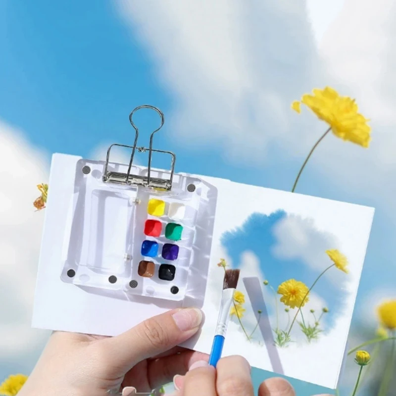 Mini Watercolor Acrylic Paint Acrylic Box Portable Handbook Sketching ...