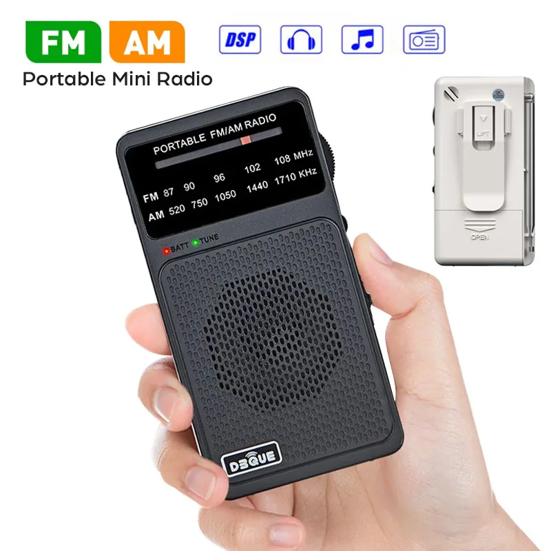 Pocket Mini Portable FM AM Radio DSP Radios Recevier Built-in Full ...
