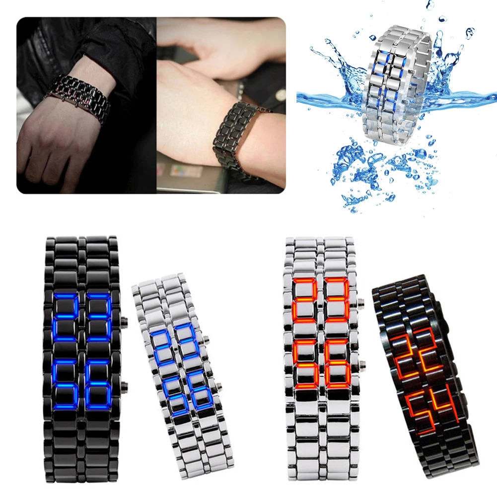 Red-Blue-LED-Display-Men-s-Watches-Fashion-Black-Full-Metal-Digital ...